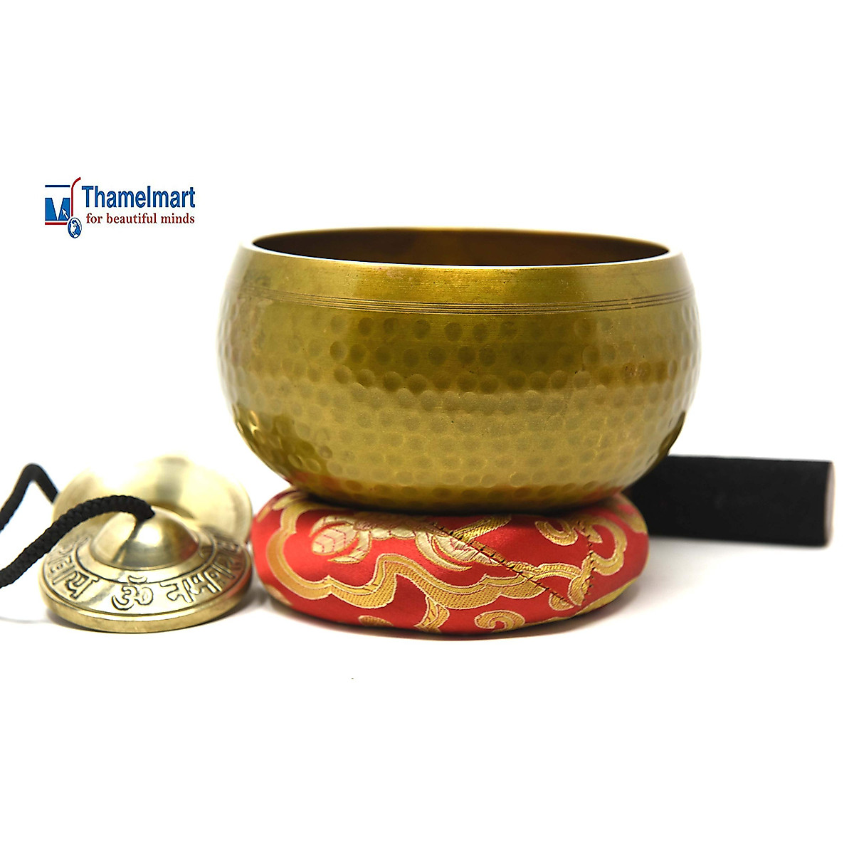 7" Energetic Chakra Healing Yoga Hand Hammered Tibetan Singing Bowl- Including Tingsha Cymbels Mallet and Cushion Made in Nepal