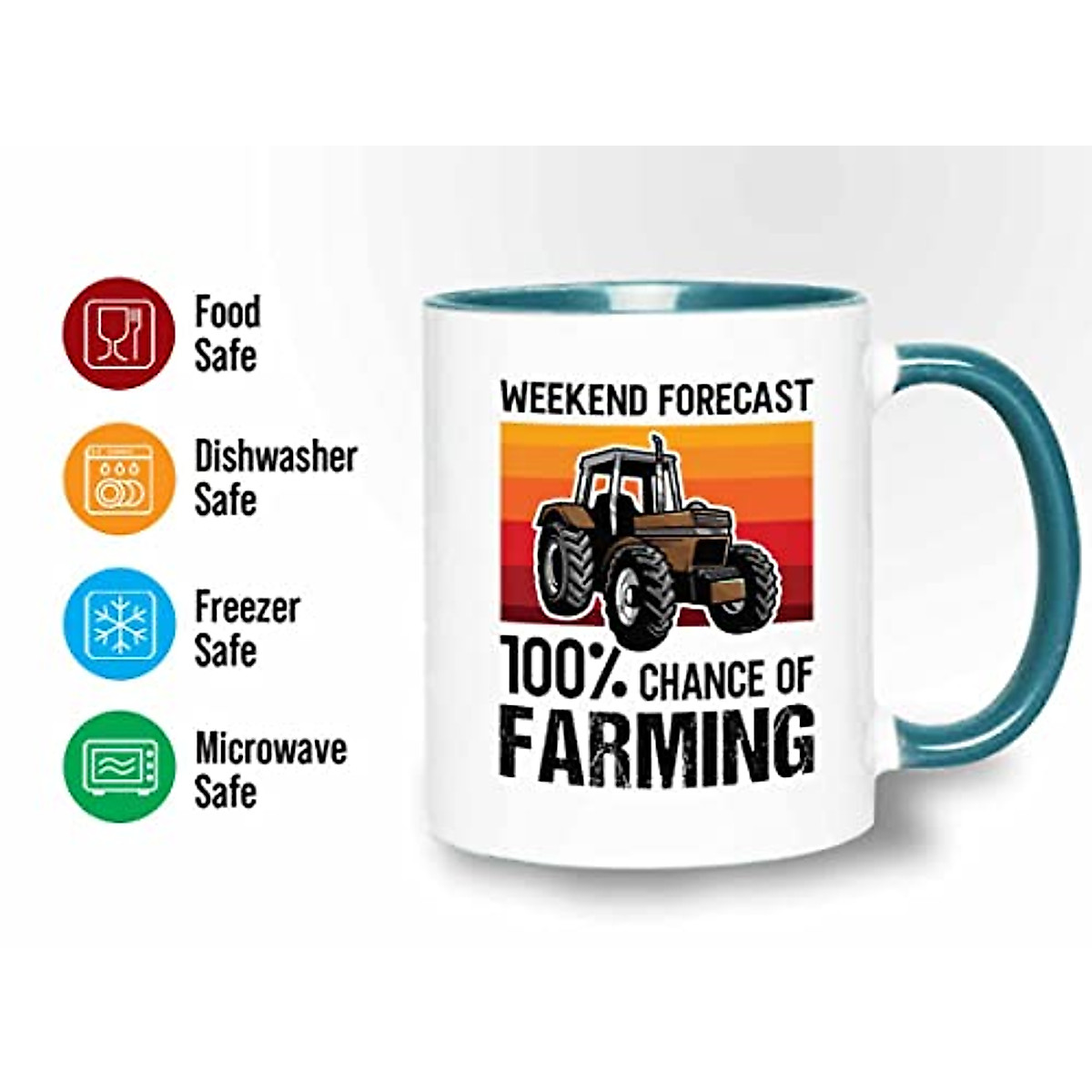 Bubble Hugs Farmer Birthday Two Tone Green Edition Coffee Mug 11oz - Forecast Farming - Dry Farming Farm ranch Market Garden Agricultural Seed Drill Acre Hay Tractor Farmer Crops