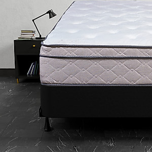 Mayton Full 12 Inch Ultra Plush Breathable Hybrid Mattress in a Box with Cooling Extra Soft EuroTop for Back Support & Black 5" Platform Bed Frame, Mink