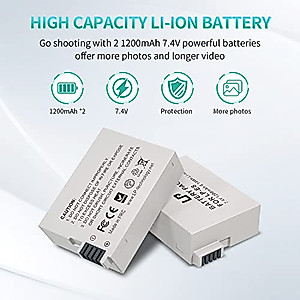 LP-E8 Battery Charger Pack, LP 2-Pack Battery & Dual Slot Charger, Compatible with Canon EOS Rebel T2i, T3i, T4i, T5i, 550D, 600D, 650D, 700D, Kiss X4, X5, X6i, X7i Cameras &More(Not for T2 T3 T4 T5)