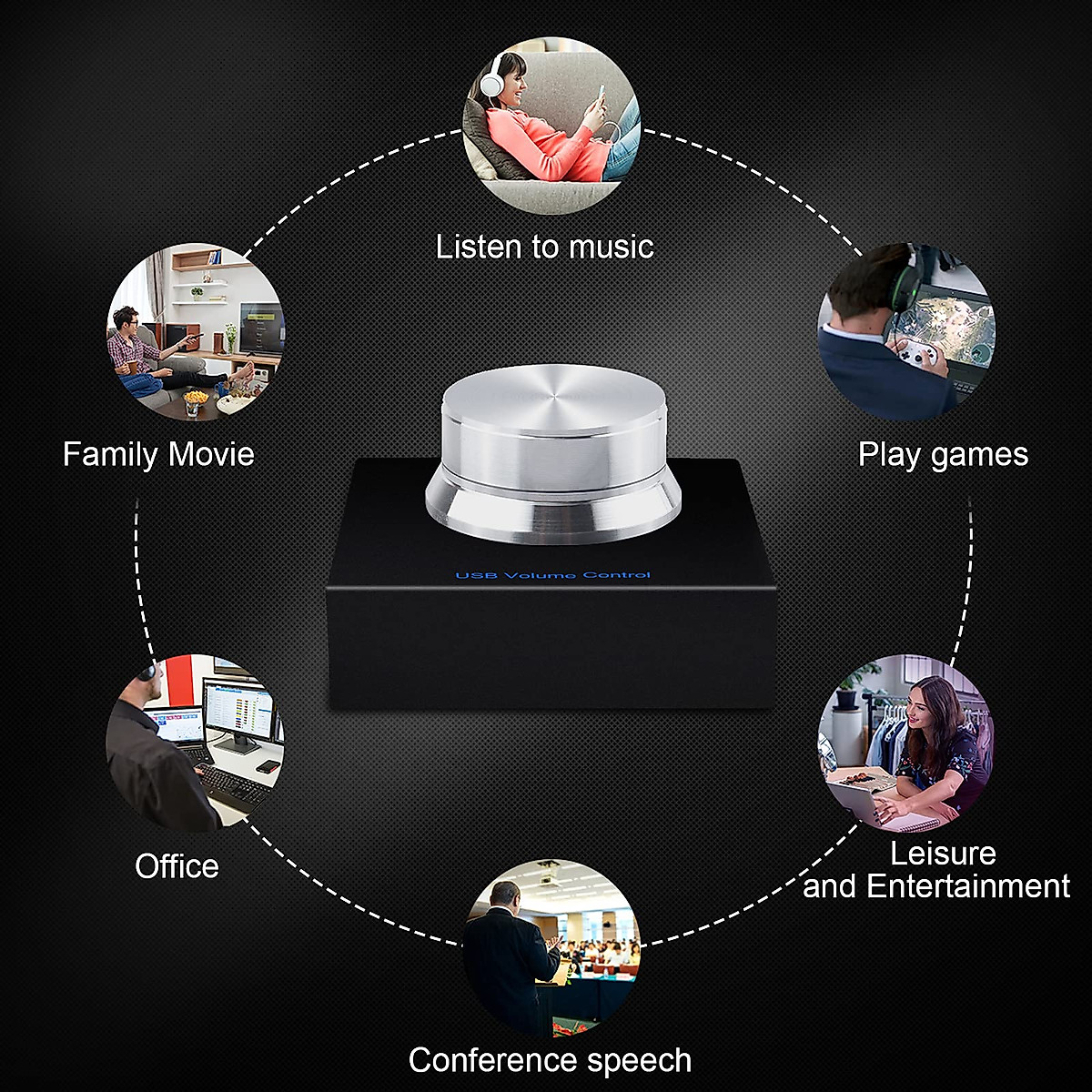 USB Volume Control Knob，Multimedia Controller with One-Click Mute Function，Audio Adjuster Compatible with Win7/8/10/XP/Mac/Vista/Android/IOS
