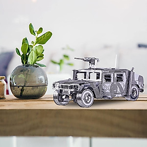 Piececool 3D Metal Puzzle Car Model Kits, American Hummer H1 Military Vehicle Models Kit, Brain Teaser DIY Metal Model Building Kits for Adults Teens Stress Relief, Best Gifts for Dad, 78Pcs