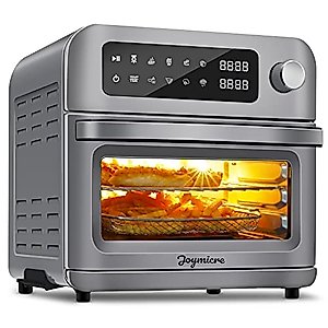 Joymicre Air Fryer Toaster Oven, 1700w High Power AirFryer Dehydrator Combo with Touchscreen Convection Countertop Oven, Dishwasher Safe Accessories, XL 12QT, 8 Cooking Presets, Bake, Broil, Defrost, Reheat, Roast All-in-one, Grey