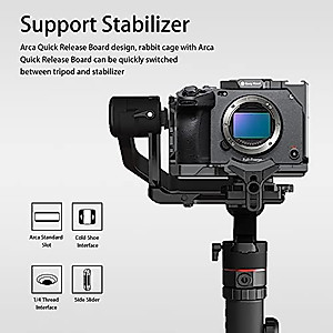 Easy Hood Camera Cage for Sony FX3 F30,Top Detachable Integrated Design Bottom Arca Quick Release Board can Quickly Switch Between Tripod and Stabilizer with Cold Shoe and Multiple Positioning Holes