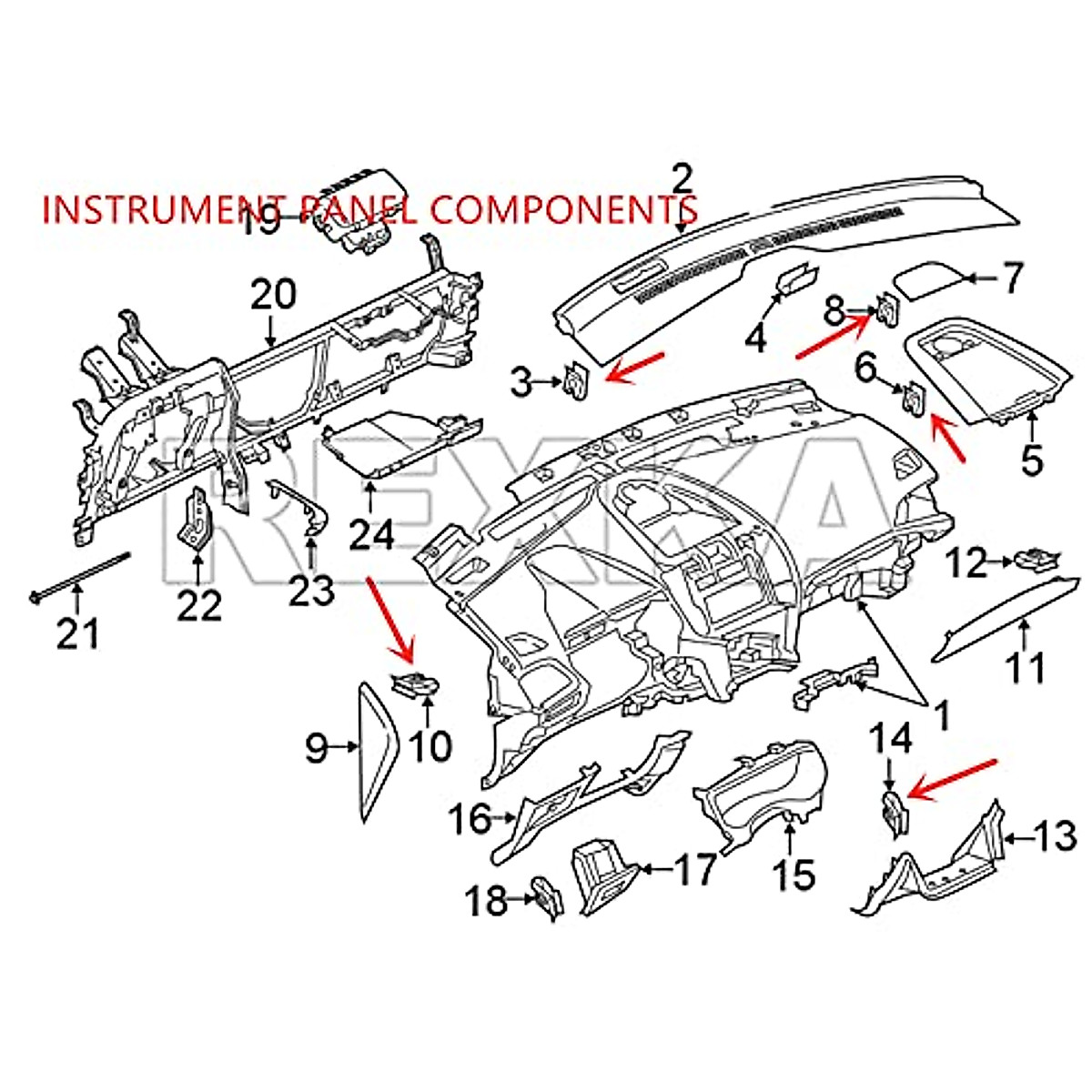 Rexka 30pcs Center Console Radio DVD Dash Panel Switch Bezel Clip Body Trim Retainer Compatible with Ford Mercury Mustang Edge Escape Expedition F-150 Explorer Jeep Dodge Challenger