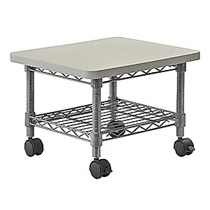 Safco Products Under Desk Printer/Fax Stand ,Steel Wire Shelf , Locking Swivel Wheels , Gray Powder Coat Finish , 19"W x 16"D Laminate Top , Easy Assembly