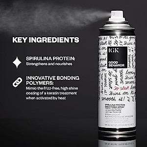 IGK GOOD BEHAVIOR Spirulina Protein Smoothing Spray | Keratin Like Treatment + Frizz Control + Heat Protectant | Vegan + Cruelty Free | 5.6 Oz