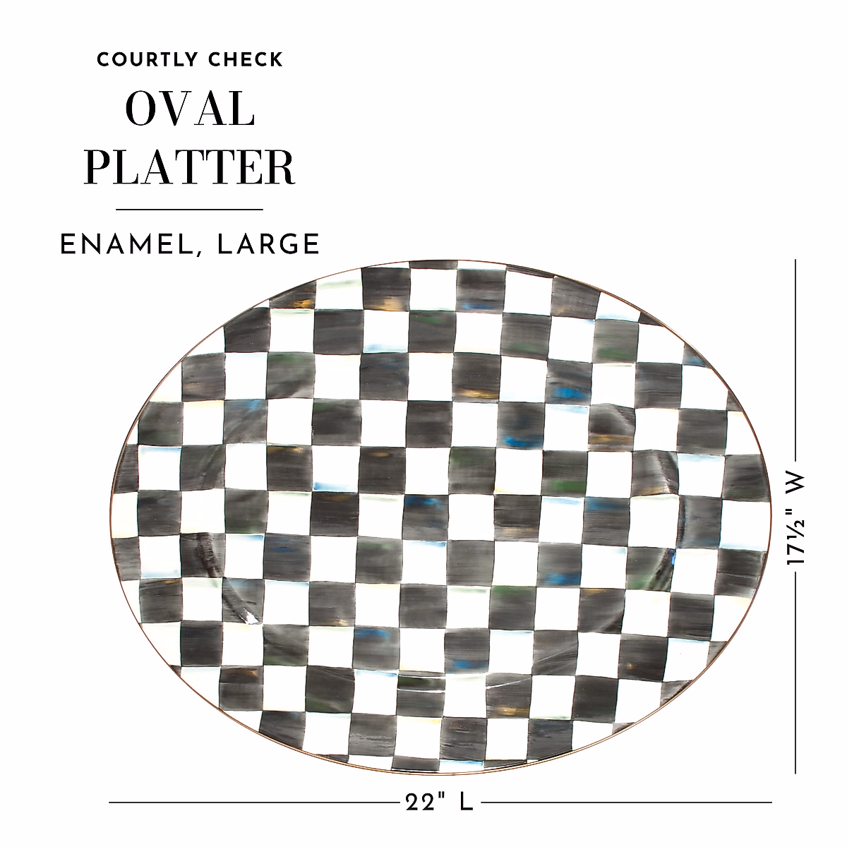 MACKENZIE-CHILDS Courtly Check Enamel Oval Platter, Serving Plate for Entertaining, Large