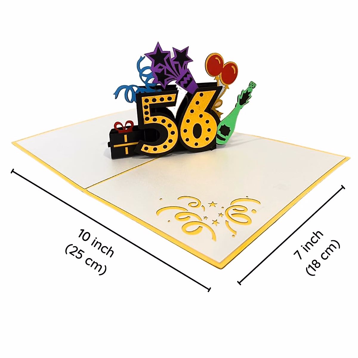ALPHAK Happy 56th Birthday 3D Pop Up Card, Birthday 3D Greeting Card, 56th Birthday Gifts