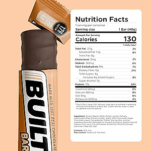 Built Protein Bars, Salted Caramel, 12 Count, 1.73oz Bars, Gluten Free Protein Snacks with 17g of High Protein. Chocolate Protein Bar only 130 calories & 4g sugar, Great On The Go Protein Snack