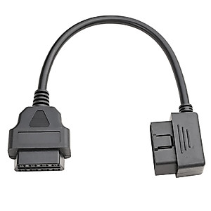 OLLGEN 1ft 30cm OBD-II OBD2 Right Angle 16 Pin Auto Car Male to Female Extension Cable Diagnostic Extender Cord Adapter