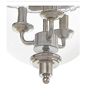 15 in. 3-Light Brushed Nickel Flush Mount with Clear Glass Shade