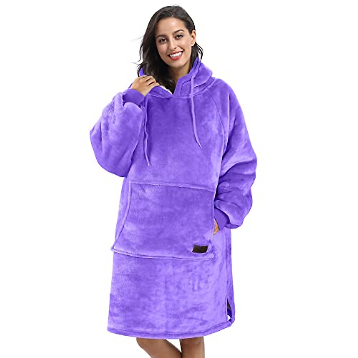Tirrinia Hoodie Blanket, Wearable Sherpa Blankets, Sweatshirt Dress Cozy Soft Warm Plush Hooded Blanket Gift for Adults Junior Women and Men
