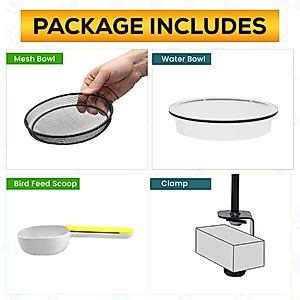 Bird Feeders for Outdoors - Forest & Twelfth Platform Bird Feeder Stand, Weather Proof Bird Water Feeder for Balcony Railing, 360° Rotation Standing Bird Feeder with Seed & Water Trays and Feed Scoop