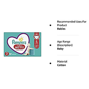 Diapers Size 3, 128 Count - Pampers Cruisers 360° Fit Disposable Baby Diapers, Enormous Pack (Packaging May Vary)