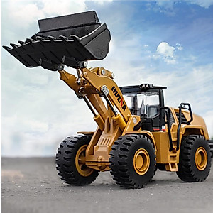 Gemini&Genius Mechanical Loader Toy, Construction Vehicle Wheeled Loader 1/50 Scale Skid Steer Loader Toy, Bulldozer Shovel Engineering Vehicle Alloy Models for Kids, Collection and Decoration House