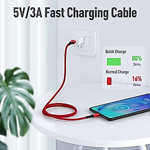 Micro USB Cable Android, BrexLink Micro USB to USB 2.0 Cable Nylon Braided Fast Charging Cable Compatible with Samsung, Kindle, Android Phones, Galaxy S7 Edge, Moto G5, PS4 (6.6ft+6.6ft, Red)