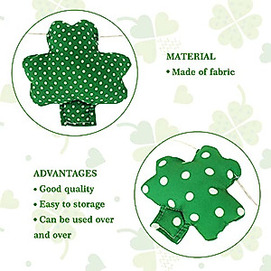 Whaline 3D St. Patrick's Day Shamrock Banner Soft Cute Clover Garland Pre-Assembled Green White Shamrock Fabric Banner Irish Holiday Hanging Decoration for St. Patrick's Day Party Supplies Home Decor