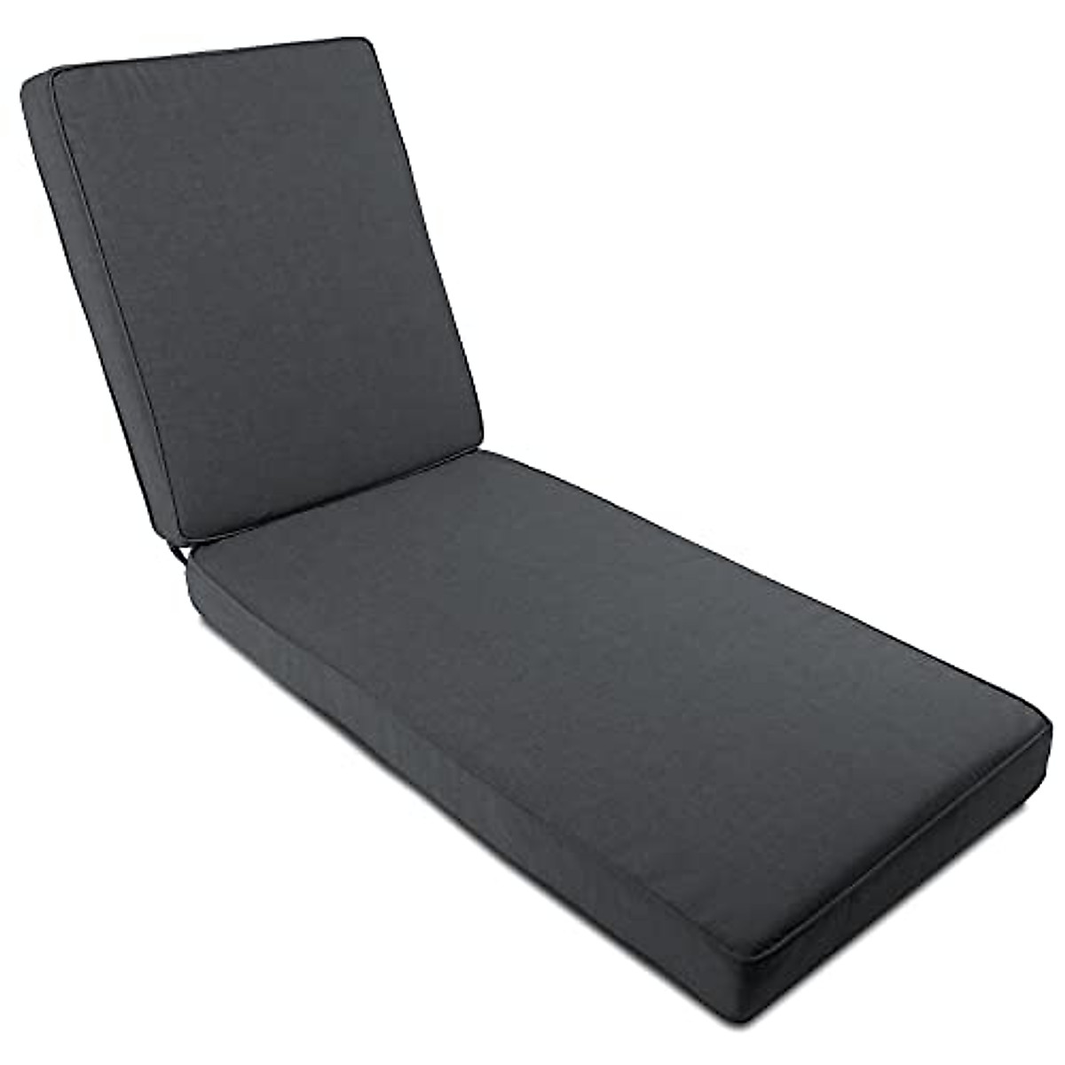 Sundale Outdoor Waterproof Olefin Chaise Lounge Cushions, Outdoor/Indoor Durable Thicken Pad with Straps, Perfect for Courtyard, Patio, Garden, Living Room (Dark Gray, 72" W x 21" D x 4" T)