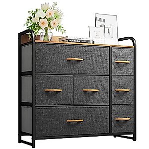 YITAHOME Dresser with 7 Drawers - Fabric Storage Tower, Organizer Unit for Bedroom, Living Room, Hallway, Closets & Nursery - Sturdy Steel Frame, Wooden Top & Easy Pull Fabric Bins