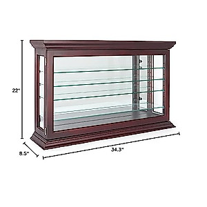 Displays2go 34" Countertop/Wall Mount Display Case, Adjustable Shelves, Locking - Mahogany (DCC3422MH2)