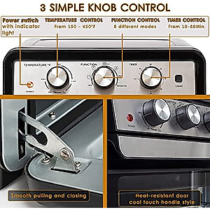 Toaster Oven 6-in-1 Convection - Air Fryer for Roast Bake Broil, 23 Quart Stainless Steel