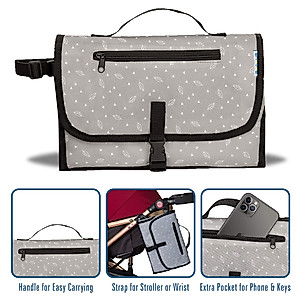 Enovoe Portable Diaper Changing Pad for Baby - Travel Changing Mat with Built-in Head Pillow - Foldable Diaper Changing Station - Baby Travel Essentials - Black Arrow Design - 11.81x8.66x1.18 inches