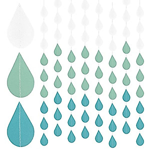 AUEAR, Raindrop Garland Blue Paper Hanging Raindrop for Decor (8 Pack)