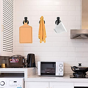 Qualward Industrial Black Bathroom Towel Hooks for Hanging, Heavy Duty Iron Pipe Coat Hook, Towel Hanger Holder Rustic Farmhouse Decorative Style Wall Mounted - 6 Pack