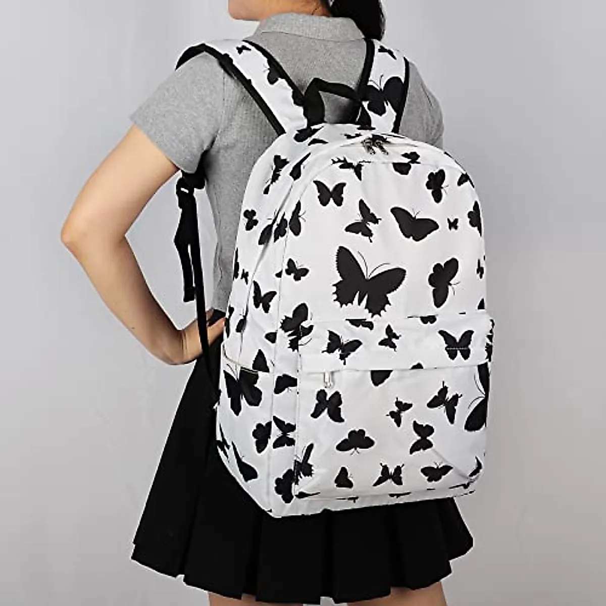School Backpack for Teen Girls Women Laptop Backpack College Bookbags Middle School Travel Work Commuter Back Pack(Black Butterfly)