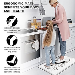 FYATHM Kitchen Mats Anti Fatigue Kitchen Floor Mat Cushioned Kitchen Rug Farmhouse Memory Foam Kitchen Mat Waterproof Grateful Home Kitchen Matt for Standing 17.3 x 29 x 0.47 inch