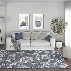 Garland Transitional Floral Dark Gray Rectangle Area Rug, 7.6' x 10'