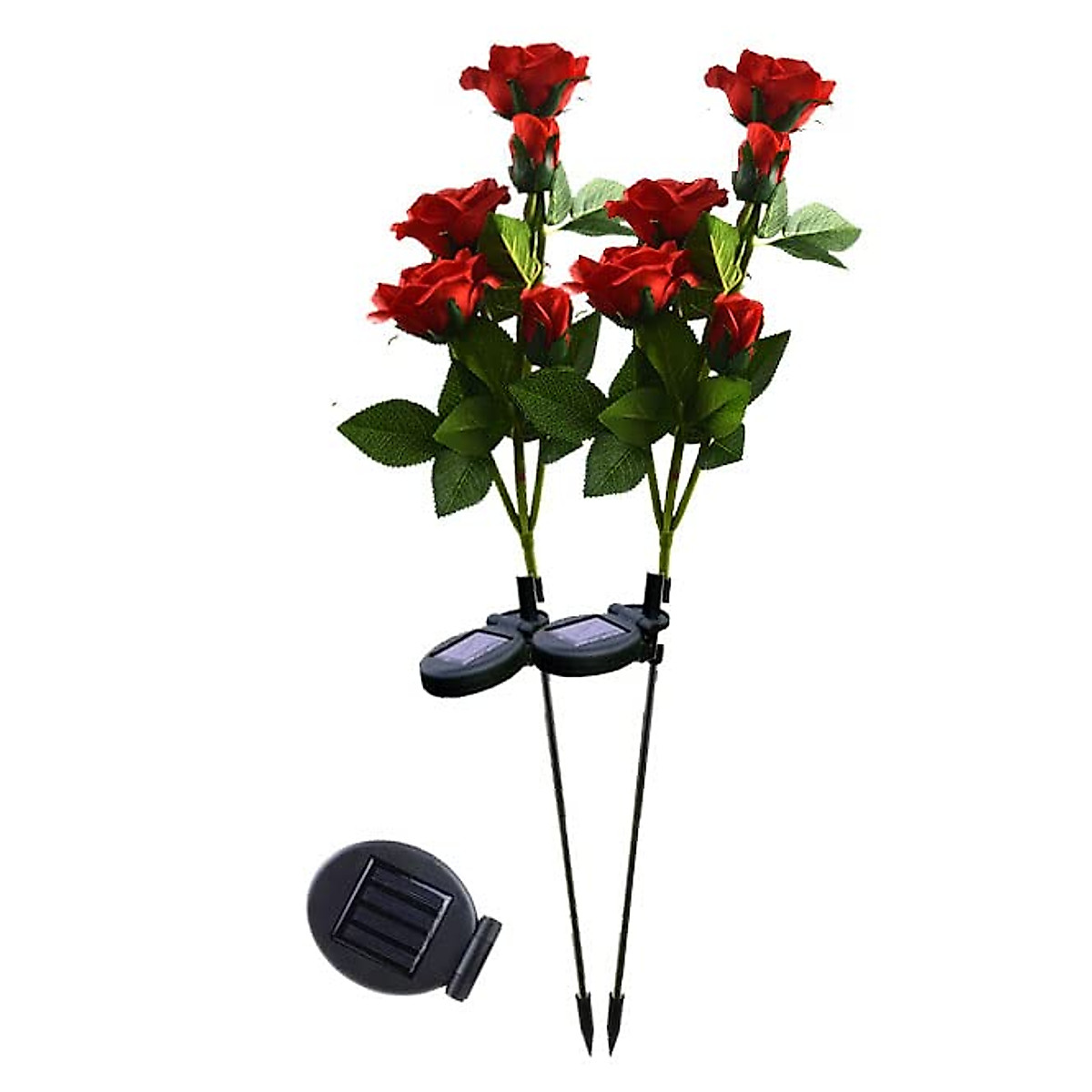 Red 2 Pack, Solar Garden Lights Decorative, 10 Rose Lights Flowers LED for Garden Yard Patio Pathway Lighting, Decorative Flower lamp, Rainproof(Red)