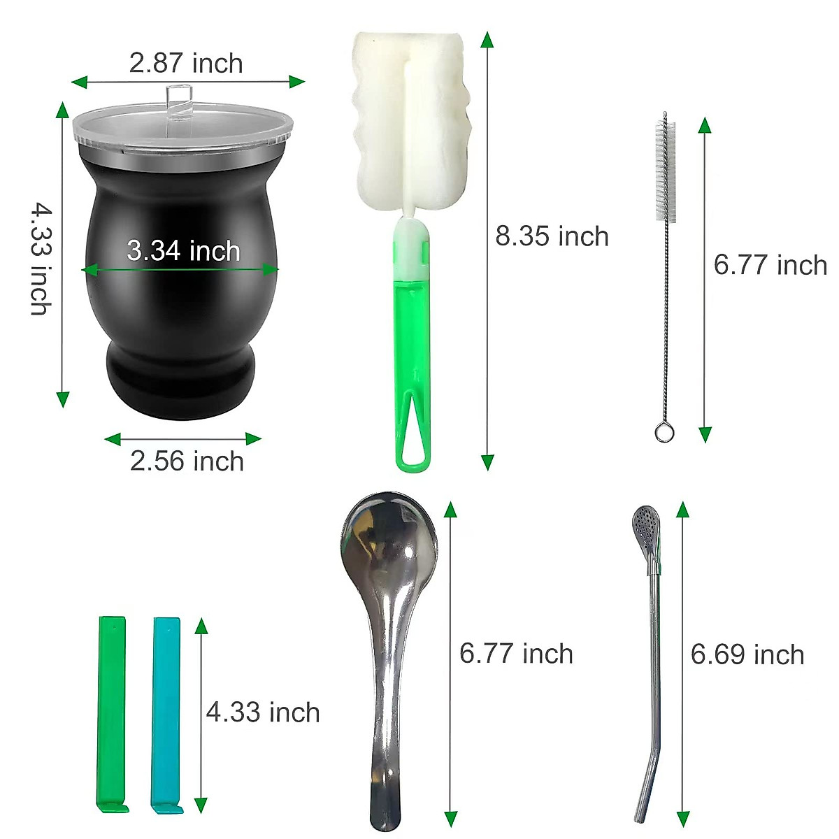 NestEcho Yerba Mate Cup Yerba Mate cup mate Cup Gourd Shape with a double-walled stainless steel structure set kits