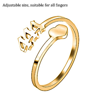 SMUK Angel Number Necklace, Dainty 18K Gold Plated Number 444 Necklace Gold Pendants Choker Necklace Numerology Jewelry with Angel Number Ring for Women Gifts (444-Gold)