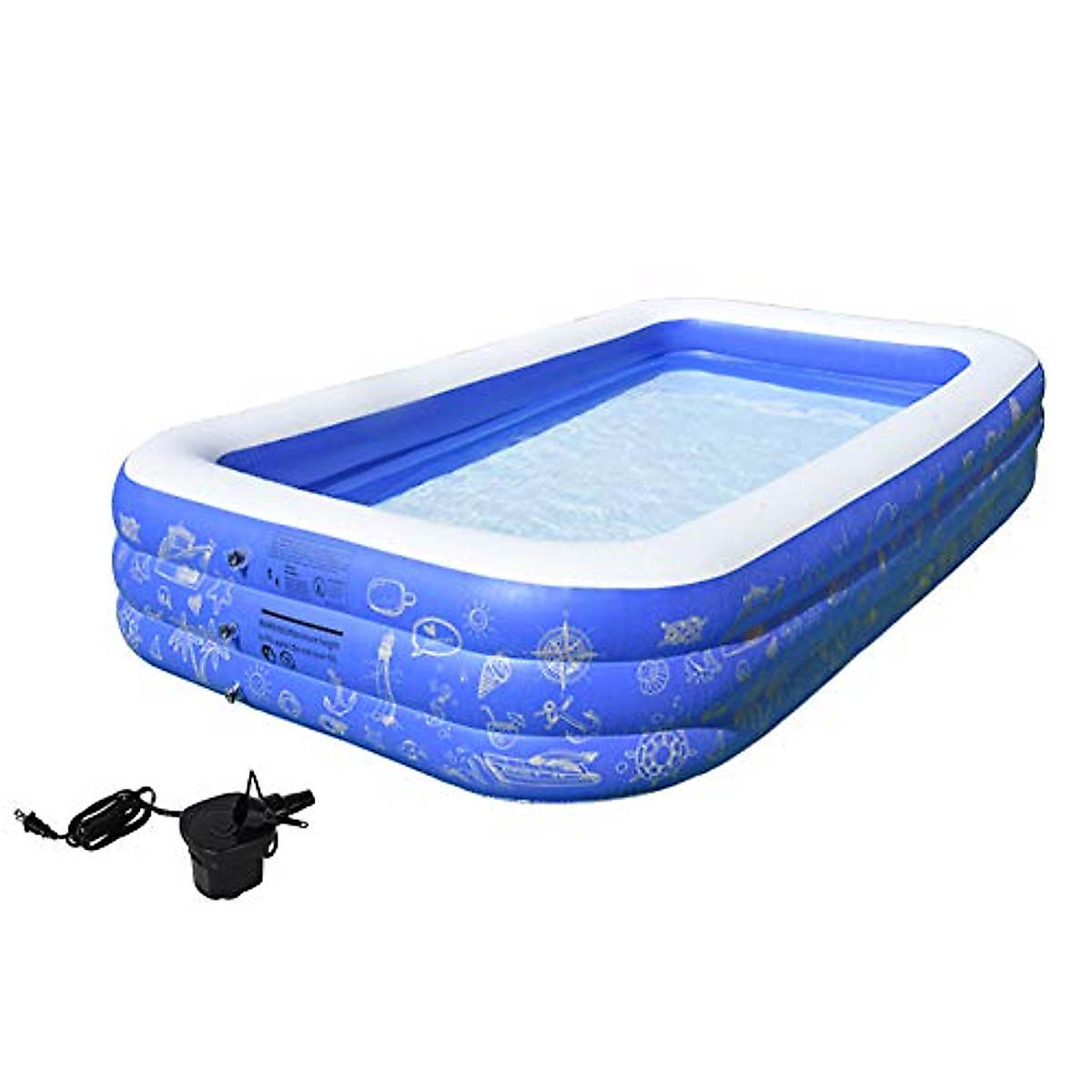 FC Design Backyard Swim Center for Kids, Adults, Babies, Toddlers, Blow up Large Rectangular Patio Garden Outdoor Inflatable Family Swimming Pools with Electric Air Pump Included, 117"D x 68"W x 22"H