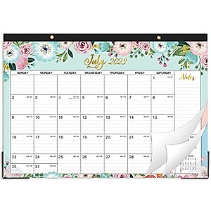 2023-2024 Desk Calendar - 18 Monthly Desk/Wall Calendar 2023-2024 2-in-1,16.8" x 12", Jan 2023 - Jun 2024, Thick Paper with Corner Protectors, Large Ruled Blocks - Floral