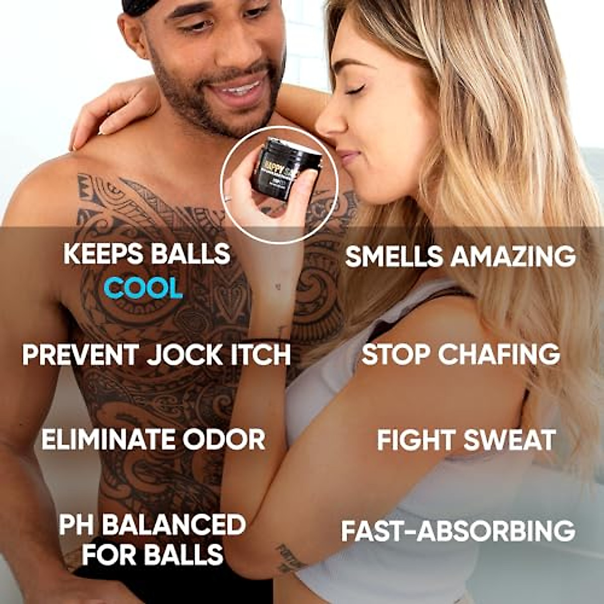 Derm Dude Power Pair Set | Happy Sack Ball Deodorant Anti Chafing Cream & Happy Crack Butt Spray | With All-Natural DeoPlex for Odor Control - Coconut Rush & Minty Fresh