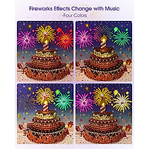 Ytanhr Birthday Cards, 3D Pop Up Birthday Card with Happy Birthday Song and Lights, Funny Gift Card Birthday, Unique Birthday Gifts for Women Men Kids (All Ages, Firework Effect)