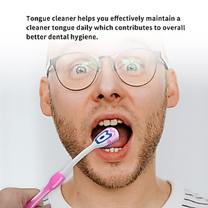 4PCS Tongue Scraper, Tongue Brush, Tongue Cleaner Helps Fight Bad Breath, Professional Tongue Brush for Freshing Breath (Green +Blue+Green+Pink)