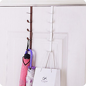 canjoyn 5 Layers Over The Door Hook Organizer Rack Hanger Backpack Handbag Door Hook, Pack of 4 (White)