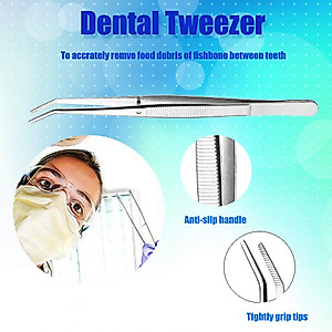Dental Hygiene Tool Set Stainless Steel Dental Pick and Tweezers, Gum Floss, Tooth Scraper Plaque Tartar Remover for Personal Oral Care & Pet Use (6 Pack)
