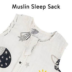 Alarmore Sleep Sack 12-18 Months, 0.5 Tog Muslin Wearable Blanket, Summer Sleeveless Baby Sleeping Bag with 2-Way Zipper