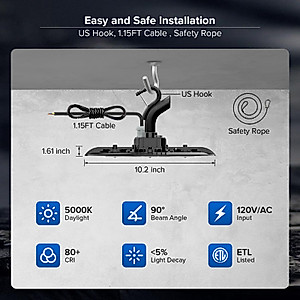 SANSI 120W UFO LED High Bay Shop Light for Garage (800W MH/HPS Eqv.), 5000K Daylight Bright 12000 Lumens for Workshop Basement Barn Factory, ETL Certified, IP65 Waterproof Non-Dimmable, 1 Pack