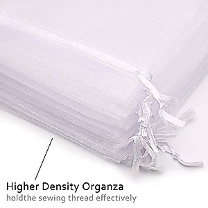 Akstore 100pcs 3.6x4.8''(9x12cm) Organza Gift Bags, Drawstring Pouches Jewelry Party Wedding Favor Gift Bags,Candy Bags. (White)