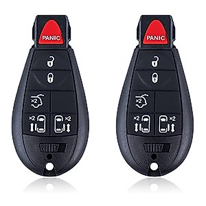 Car Key Fob Keyless Entry Remote fits Chrysler Town and Country 2008-2015 / Dodge Grand Caravan 2008-2014 Replacement for P/N: M3N5WY783X (5+1 Buttons) Pack of 2