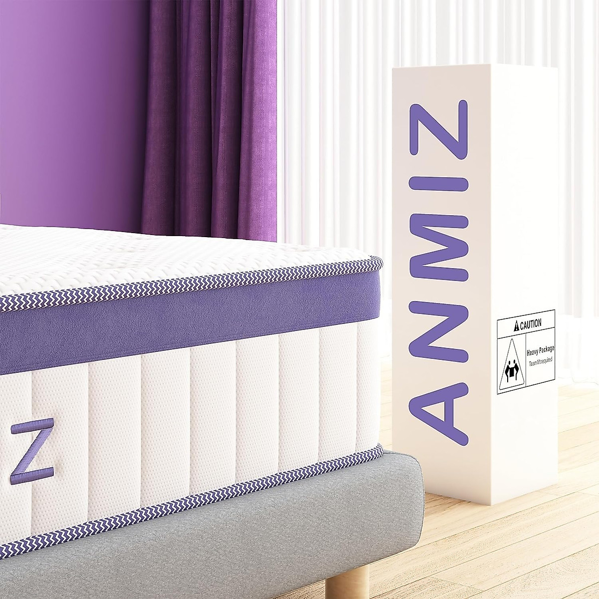 ANMIZ Twin Mattress,10 Inch Twin Size Mattress in a Box, Hybrid Memory Foam Mattress Twin Size, Medium Firm Single Twin Mattress, Breathable Cool Sleep & Pressure Relief, Twin Memory Foam Mattresses