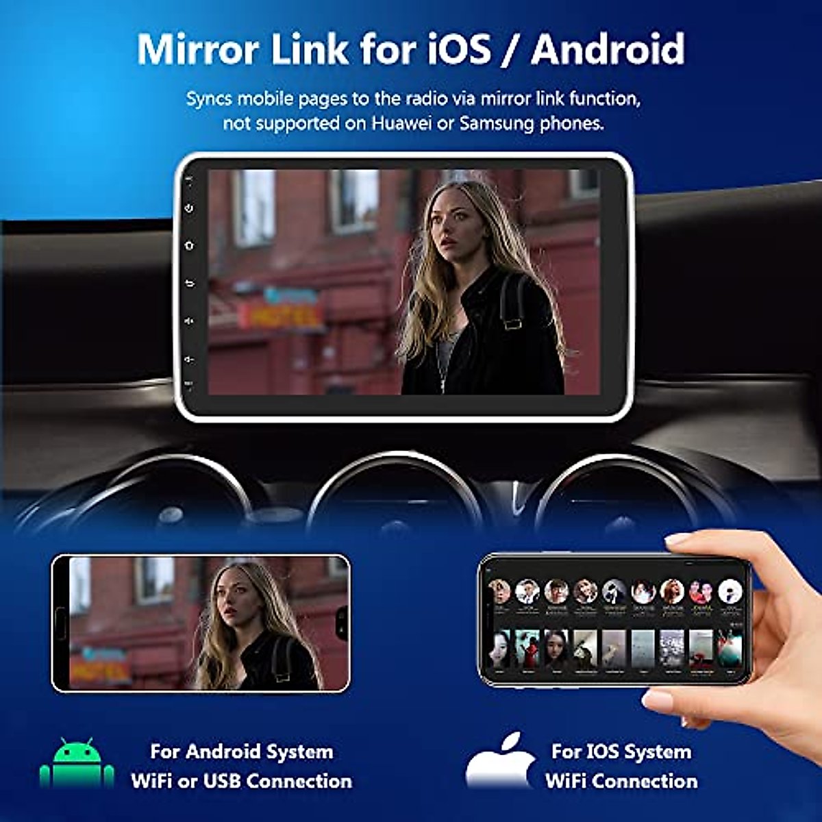 Android Stereo Hikity Single Din Car Stereo 10" HD Capacitive Vertical Rotatable Touch Screen Car Radio with Bluetooth GPS & Backup Camera, Car Audio Receivers Support WiFi Subwoofer Mirror Link