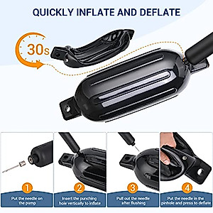 VIGORVAN Boat Fenders 4 Pack Boat Bumpers for Docking, 5.5 Inch Inflatable Boat Fenders Bumpers, Boat Fender with 4 Ropes, 4 Needles, 1 Pump