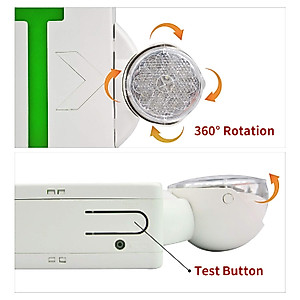 AKT LIGHTING LED Emergency Light & Exit Sign Combo, Green Exit Sign, UL Certified Emergency Exit Light, Adjustable Lamps with Back-up Battery for Business (Green, 6 Pack)